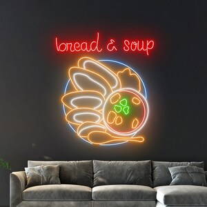 Bread and Soup Neon Sign, Soup Led Sign, Soup Neon Light, Food Shop Led ...