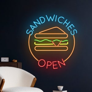 Sandwich Open Neon Sign, Open Sandwich Led Sign, Sandwich Led Light ...