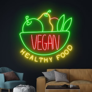 Vegan Neon Light, Healthy Food Neon Sign, Vegetarian Led Light, Food ...