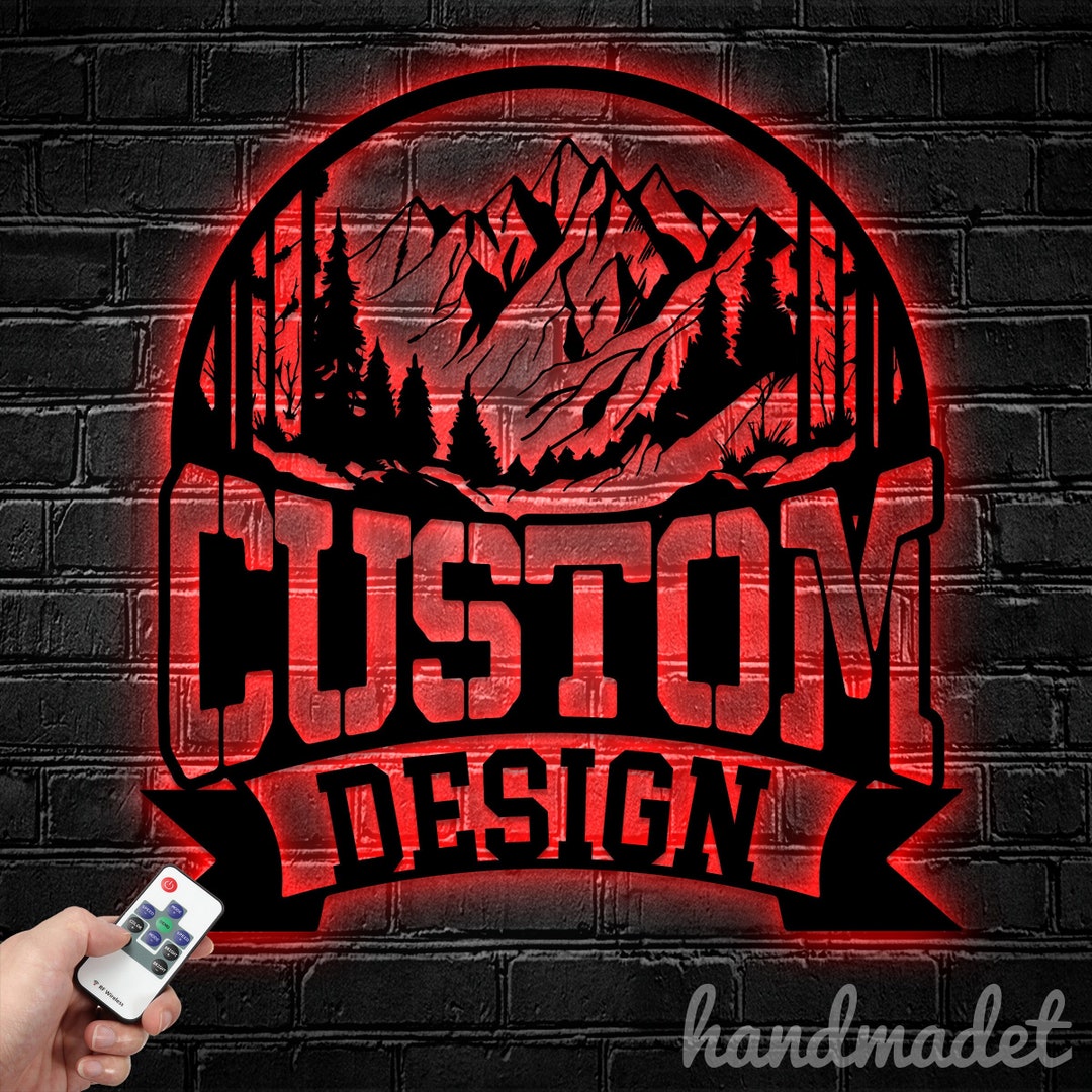 Custom Logo Metal Wall Art With LED Light: Personalized Business Sign ...