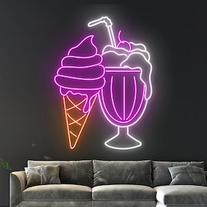 Milkshake Ice Cream Neon Led Sign, Ice Cream Milkshake Neon Sign ...