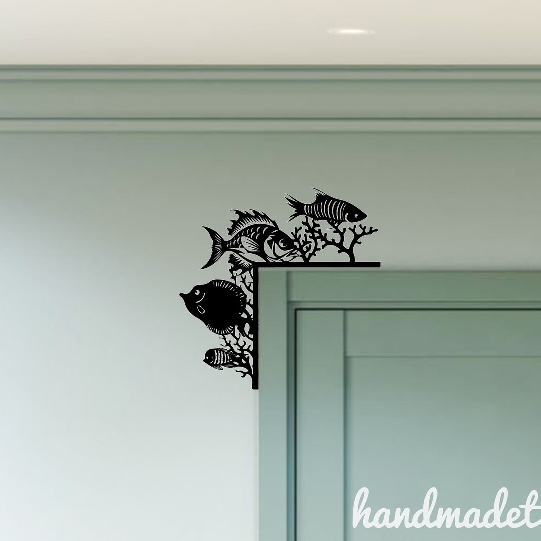 Personalized Fish Door Corner Sign, Fish Ocean Metal Door Topper ...