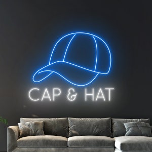 Cap Neon Sign, Hat Neon Light, Nursery Decor, Hat Wall Art Decoration ...