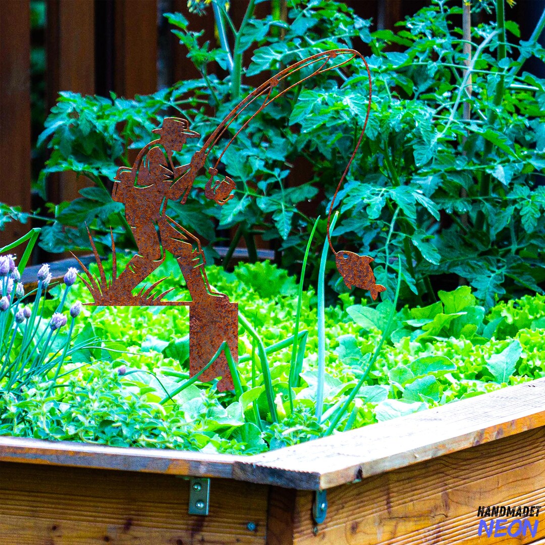 Custom Fishing Rusty Metal Stake, Fisher Rusty Stake Metal, Fish Metal ...