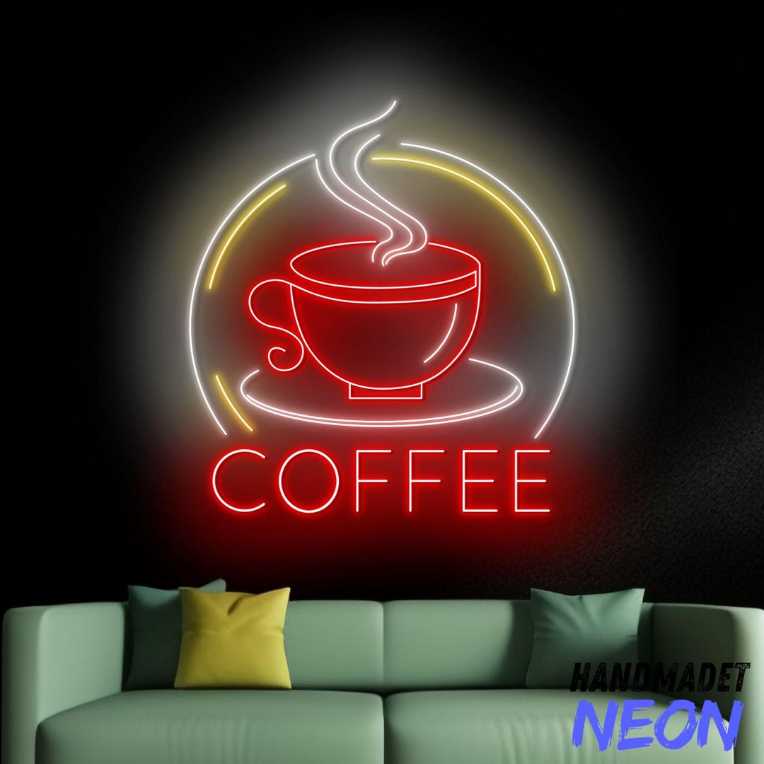 Coffee Neon Sign, Coffee Cup Led Sign, Hot Coffee Neon Light, Coffee ...