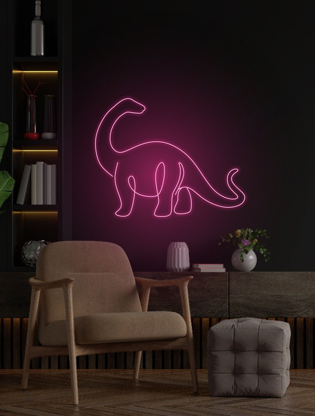 Cute Dinosaur Led Sign, Cute Dinosaur Neon Sign, Wall Decor, Game Room ...