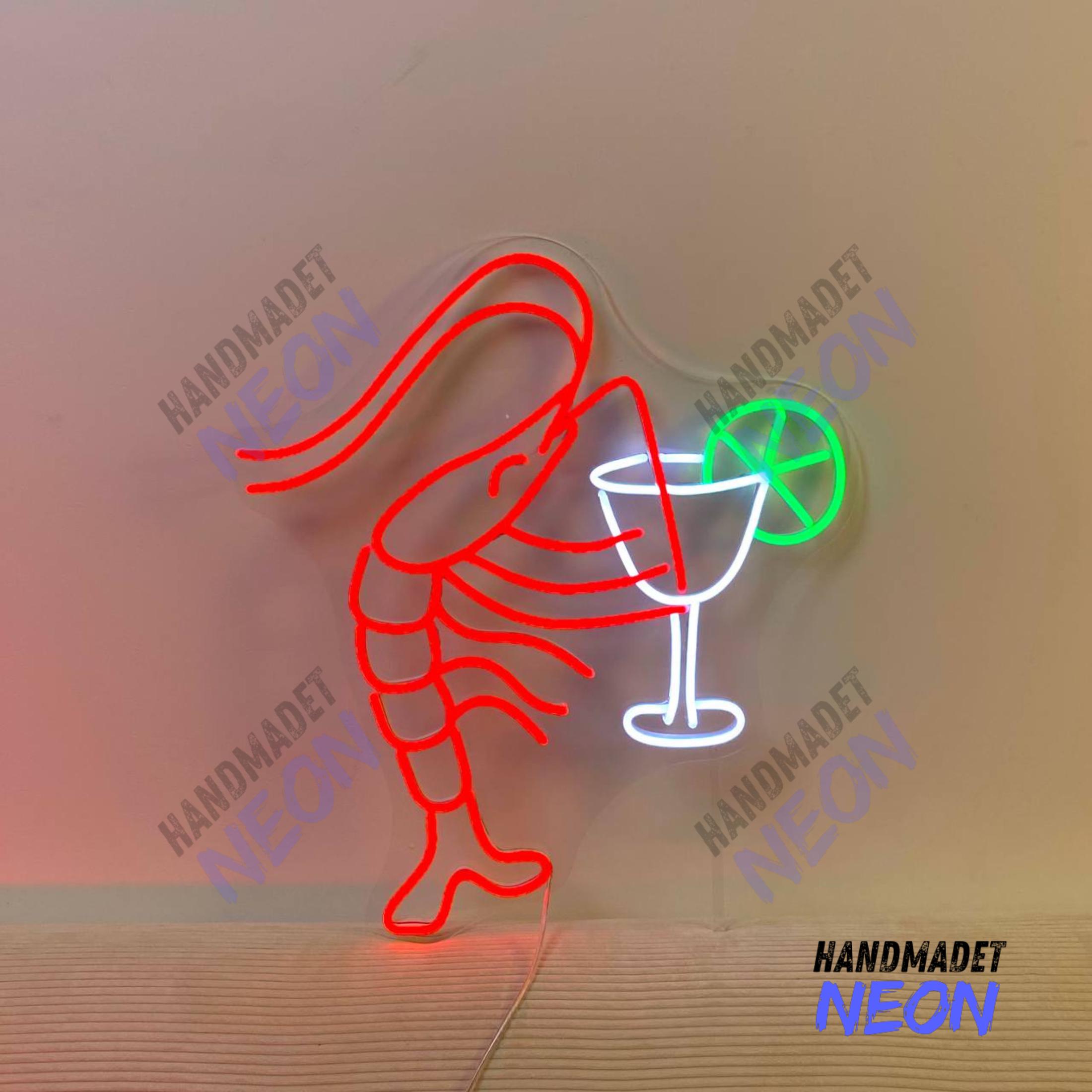 Shrimp Drinking Cocktail Neon Sign, Cocktail Led Sign, Shrimp Cocktail ...