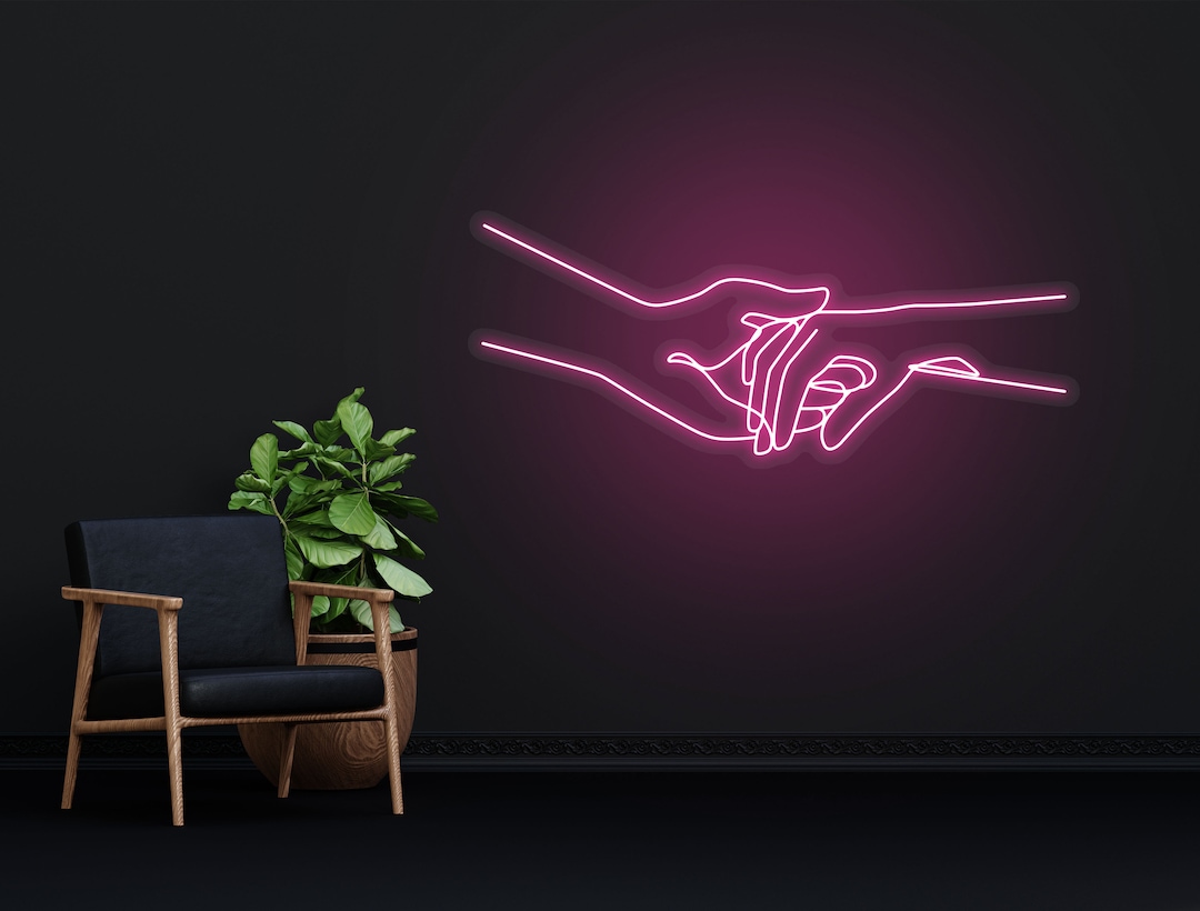 Holding Hands Neon Sign, Holding Hands Led Sign, Touching Hands Led ...