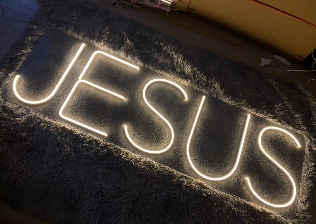 Jesus Neon Sign, Jesus Led Sign, Wall Decor, Catholic Neon Sign, Custom ...