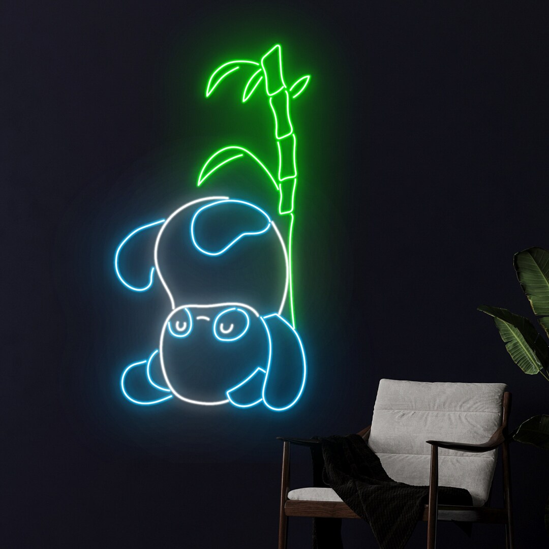 Panda Bamboo Neon Sign, Bamboo Panda Neon Light, Panda Bear Led Light ...