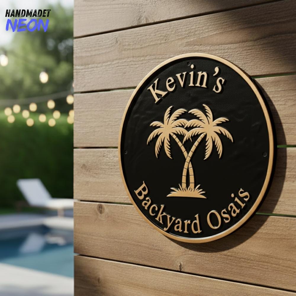 Personalized Backyard Sign – Custom Tropical Patio Sign With Palm Tree ...