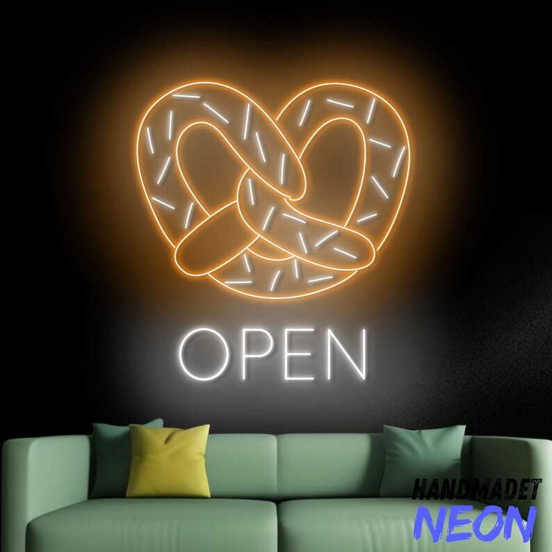 Pretzel Open Neon Sign, Pretzel Open Led Sign, Pretzel Neon Light ...
