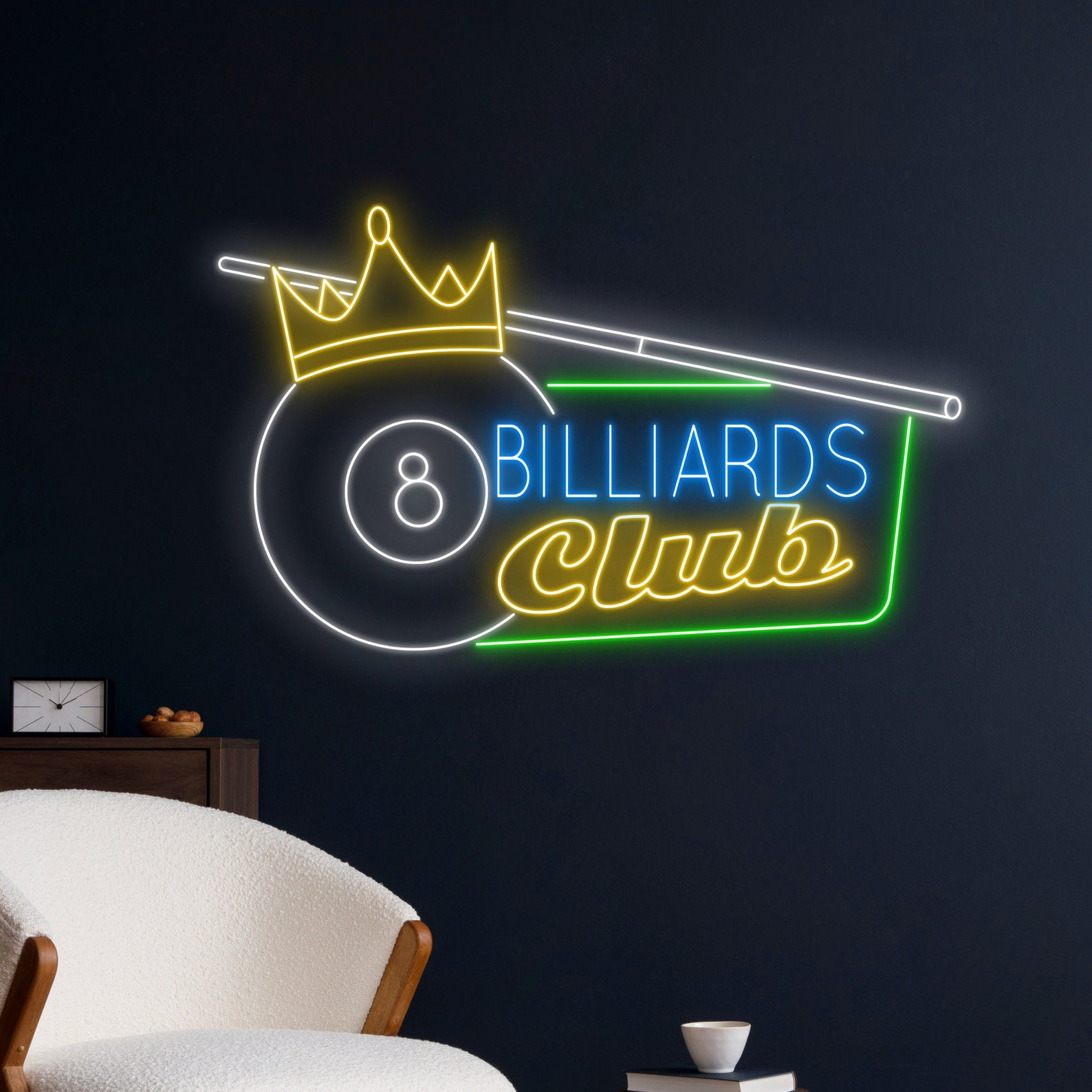 Billiards Club Led Sign, Billiard Neon Sign, Billiards Pool Hall Neon ...