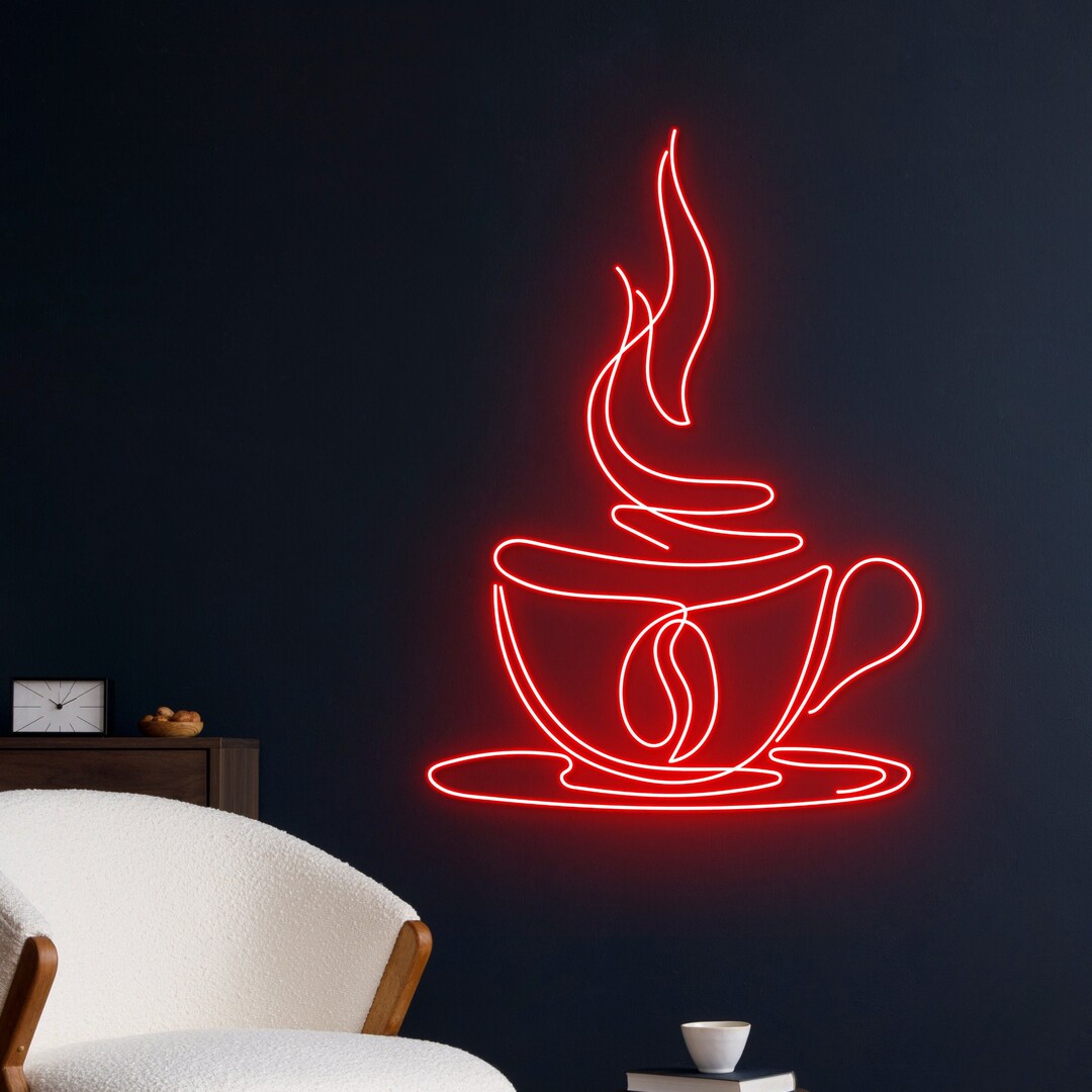 Coffee Cup Neon Sign, Coffee Neon Light, Drink LED Light, Cafe Led Sign ...