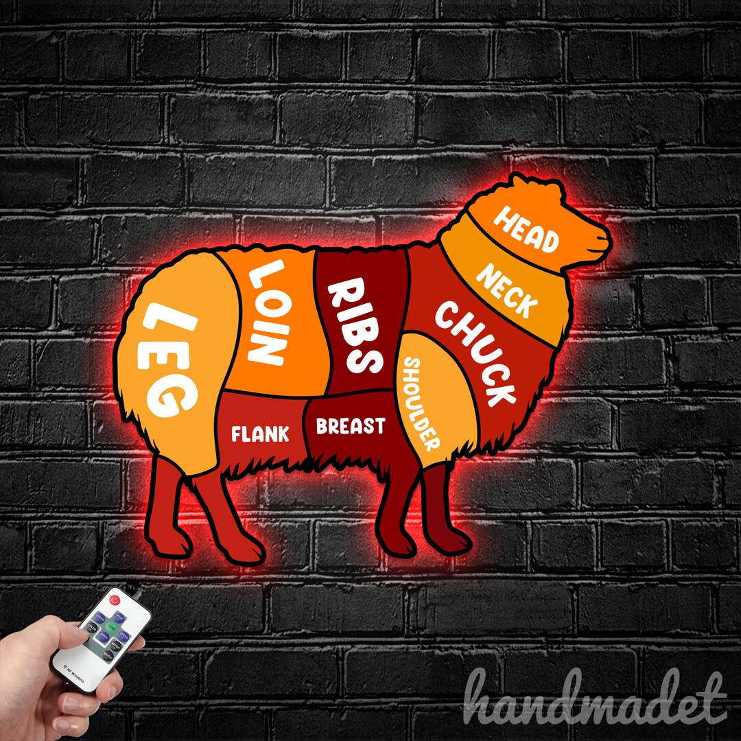 Personalized Sheep Cuts Metal Sign, Sheep Cuts Metal Light, Meat ...