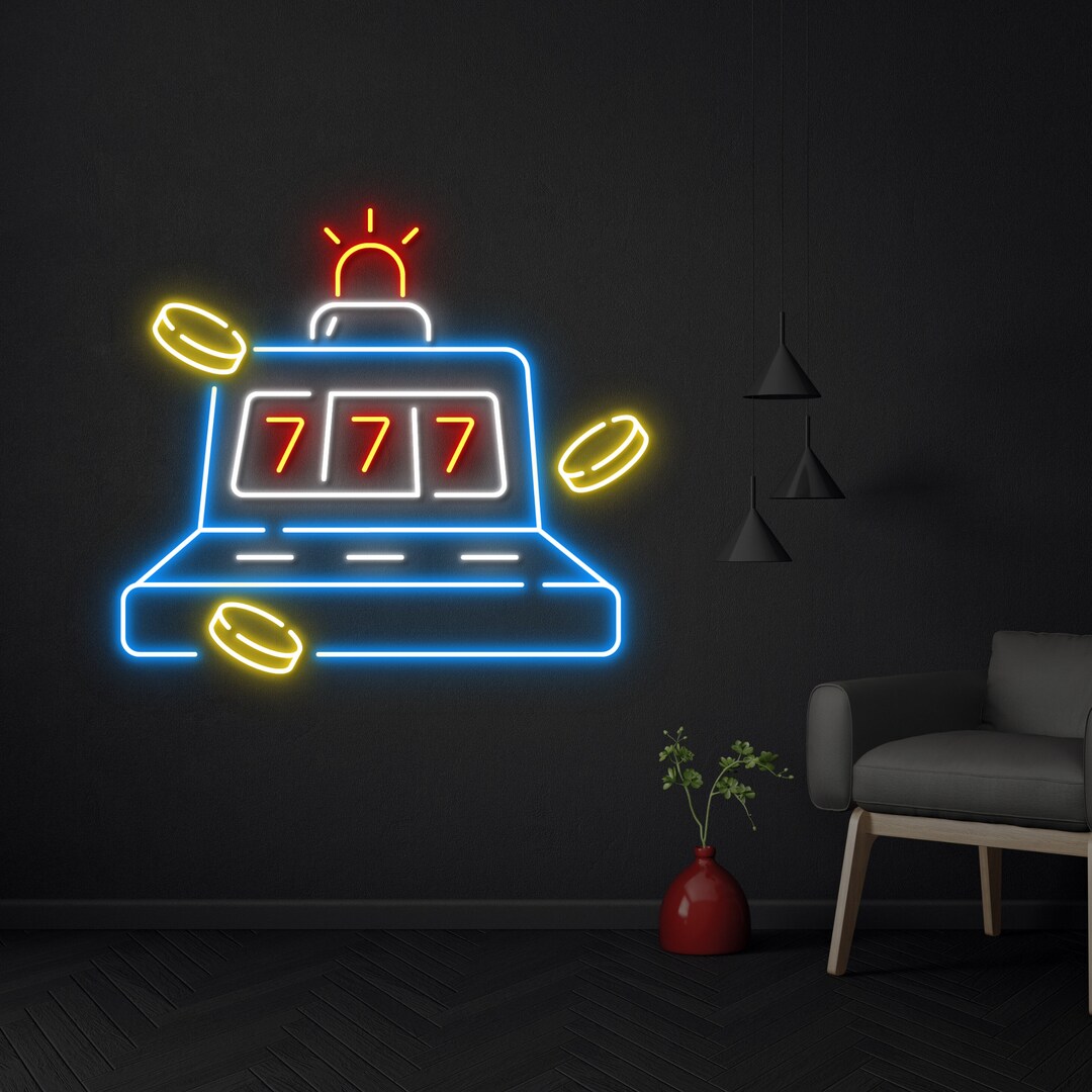 Slot Machine Neon Sign, Slot Machine Led Light, Casino Decor, Game ...