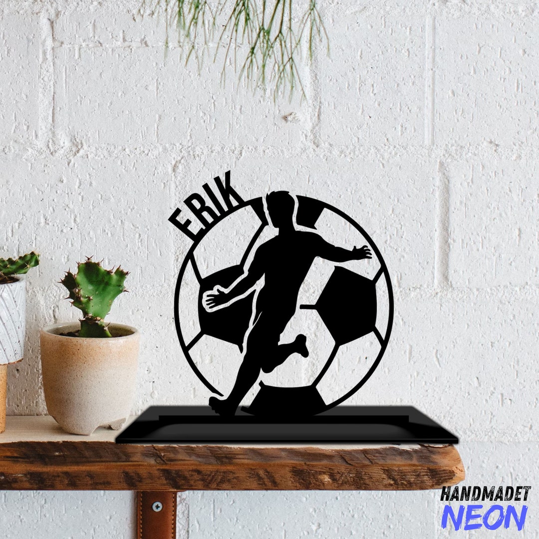 Custom Soccer Man Table Decor, Soccer Player Metal Shelf Decor Home ...