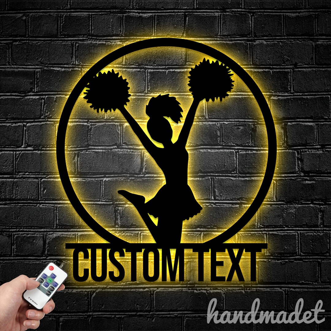 Custom Cheerleading Metal Wall Art LED Light - Personalized Cheerleader ...
