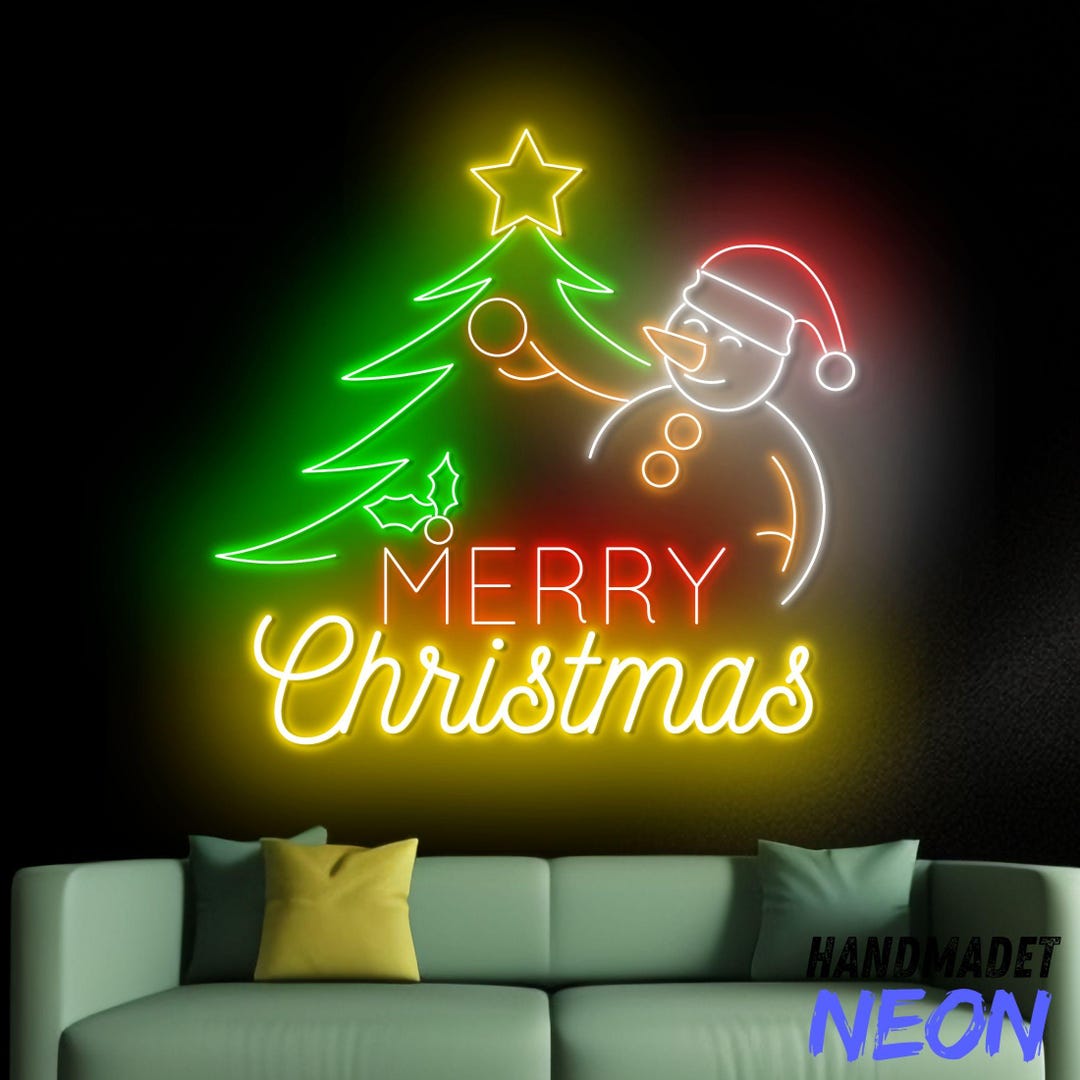 Merry Christmas Neon Sign, Snowman Christmas Led Sign, Christmas Tree ...