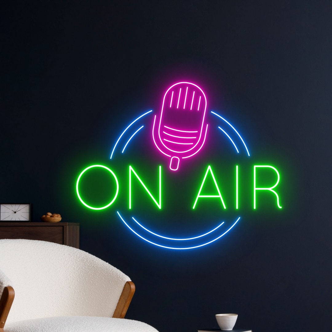 On Air Neon Sign, Record Studio Led Sign, Microphone LED Light, Podcast ...