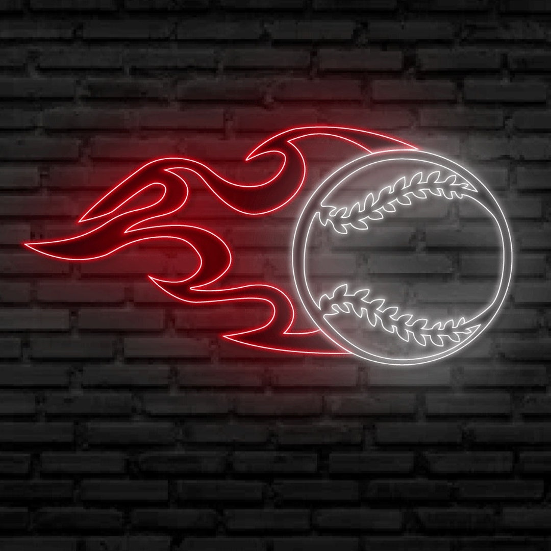 Baseball Led Sign, Baseball Neon Sign, Wall Decor, Baseballs Neon Sign ...