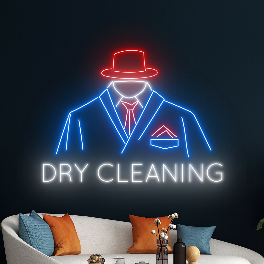 Dry Cleaning Laundry Led Sign, Wardrobe Hanger Neon Sign, Laundry Store ...
