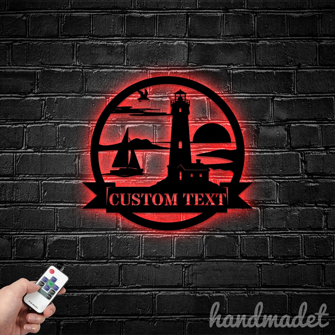 Personalized Lighthouse Metal Wall Sign, Sea Metal Wall Light, Scene ...