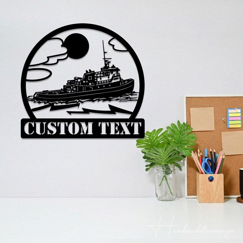 Custom Tugboat Metal Wall Art LED Light, Personalized Pillow Sailor ...