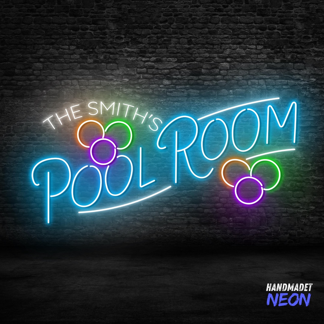Custom Pool Room Neon Sign – Personalized LED Wall Light for Game Room ...