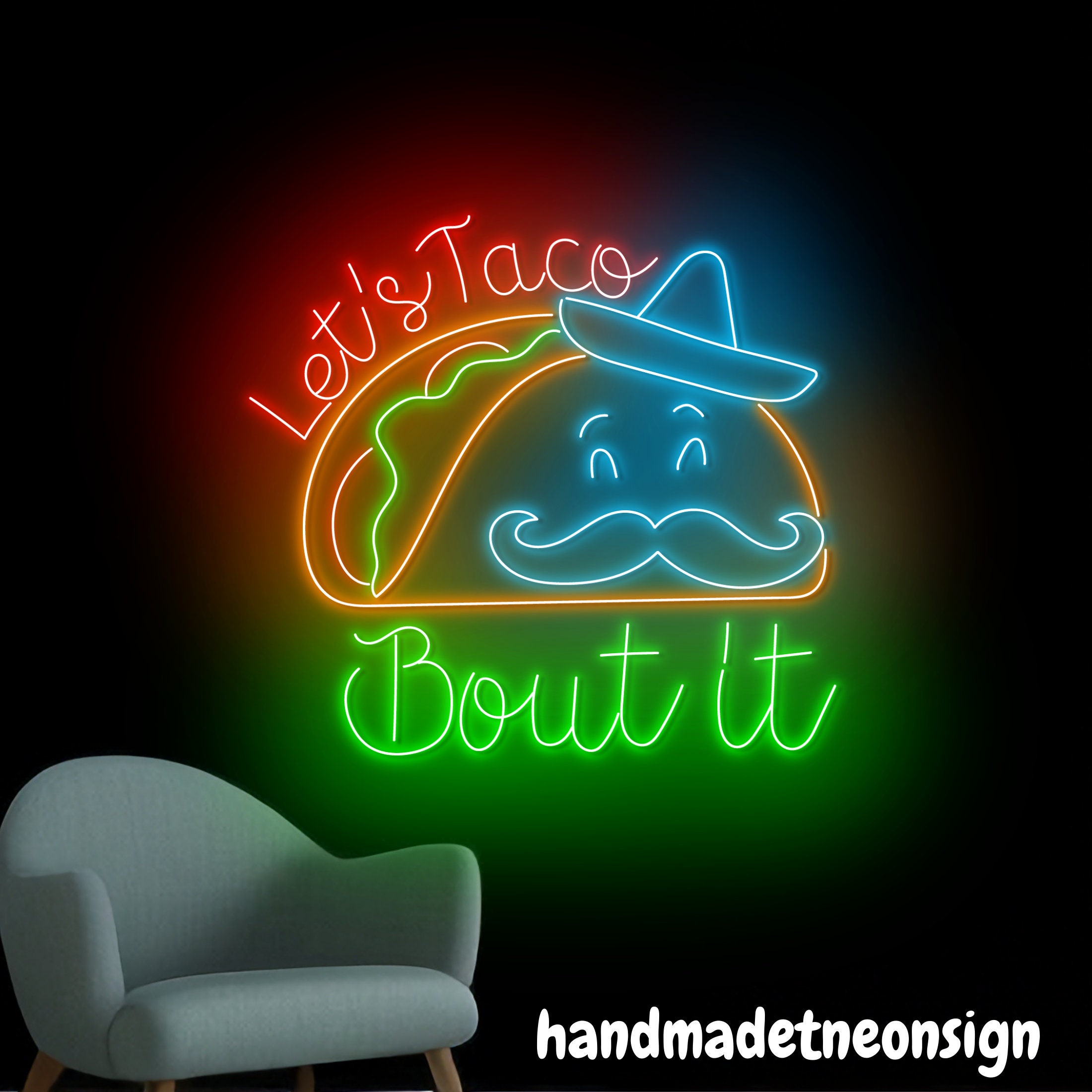 Let's Taco Bout It Neon Sign, Mexican Taco Neon Light, Tacos Led Light ...