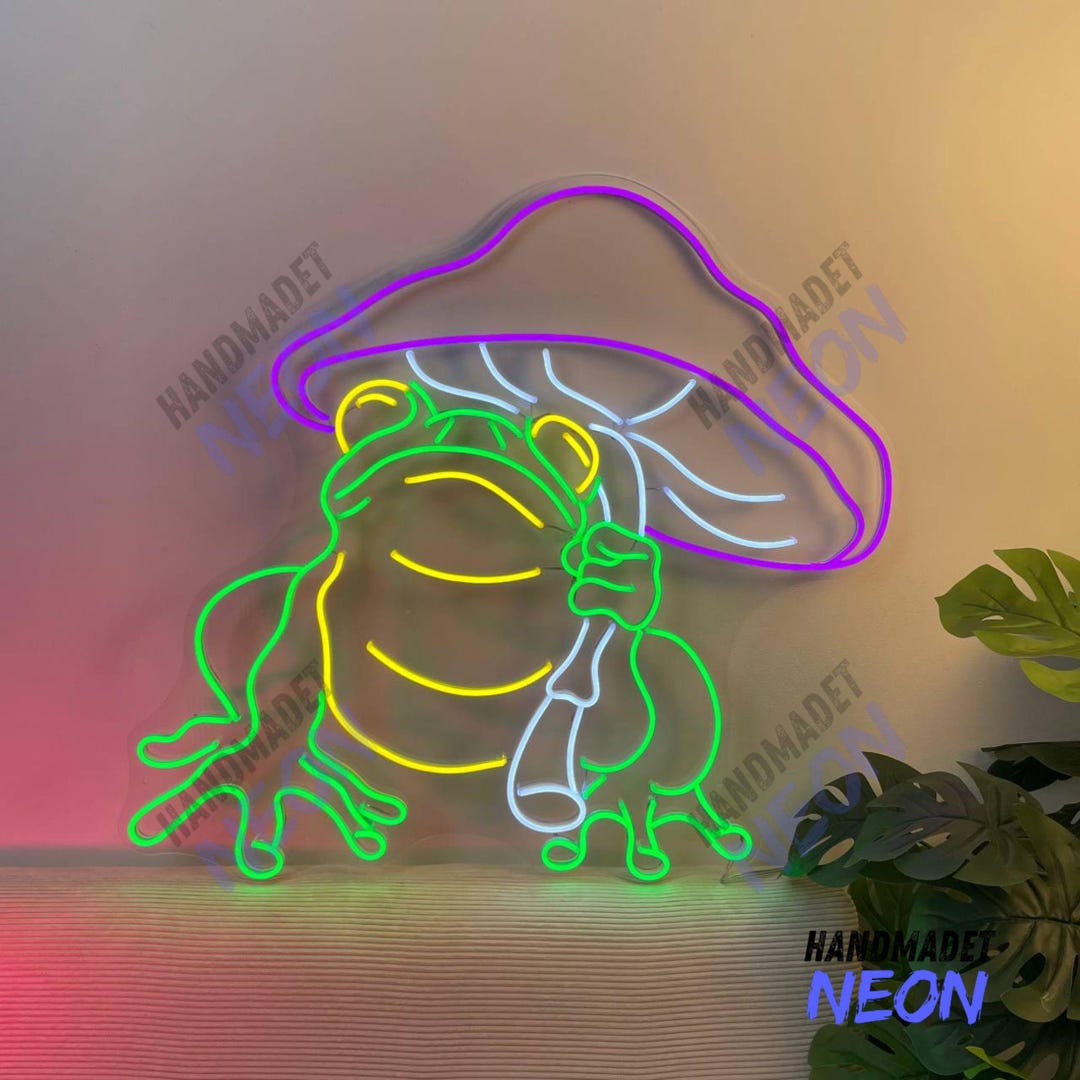 Frog Mushroom Neon Light, Mushroom Frog Led Light, Toad Led Sign, Frog ...