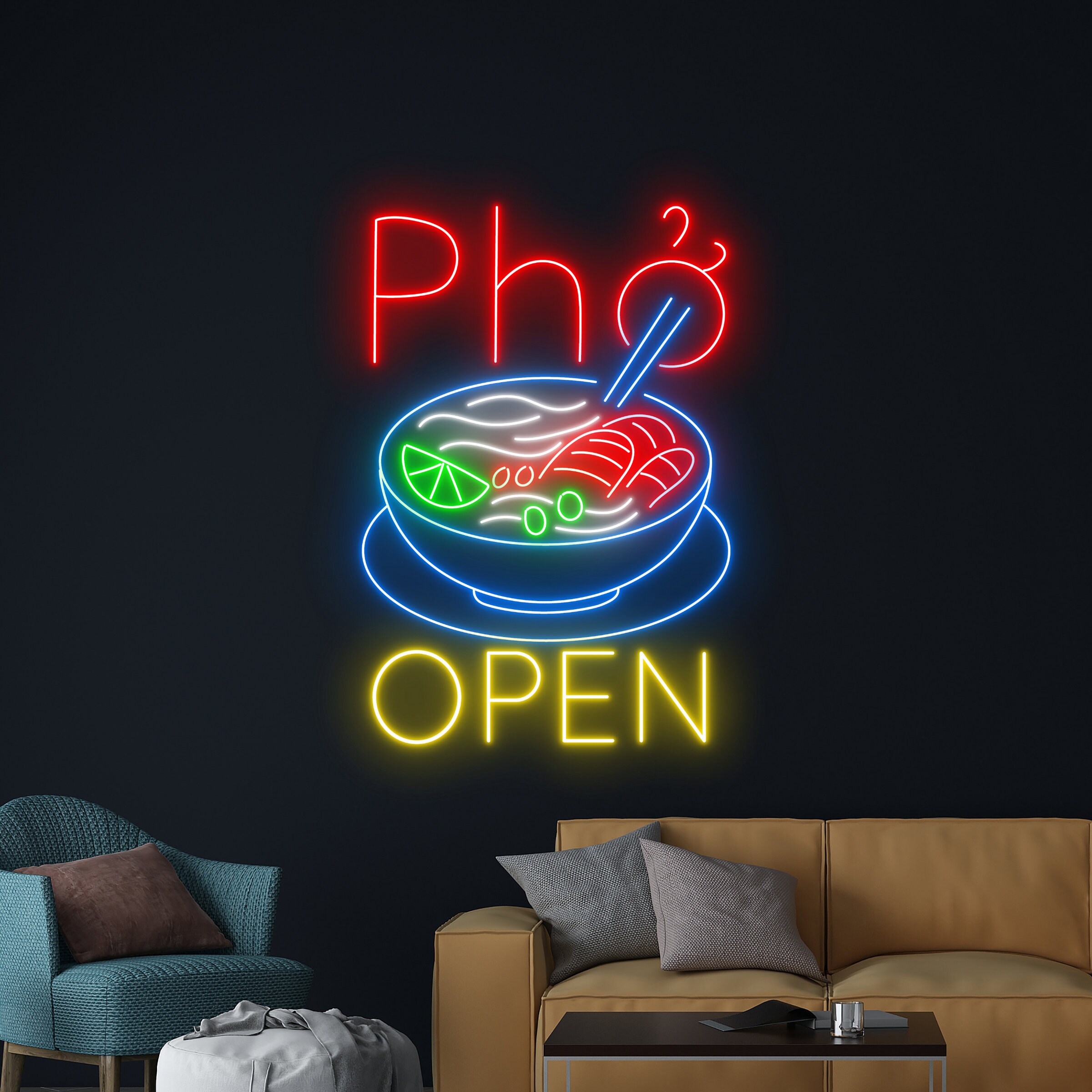 Pho Open Restaurant Neon Sign, Pho Neon Light, Pho Led Light, Pho Led ...