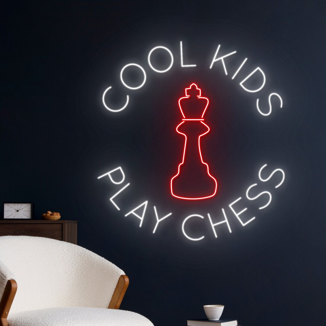 Cool Kids Play Chess Neon Sign, Chess Led Sign, Chess Player Led Light ...