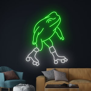 Frog Roller Skating Neon Sign, Skateboard Frog Led Sign, Toad ...