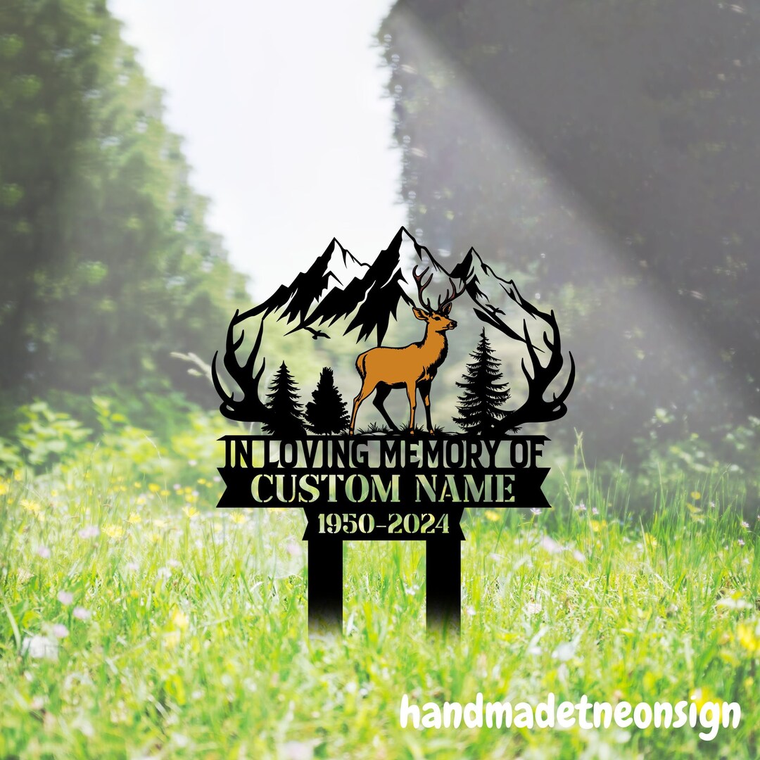 Custom Deer Memorial Stake, Deer Hunting Metal Stakes Sign, Deer Grave ...