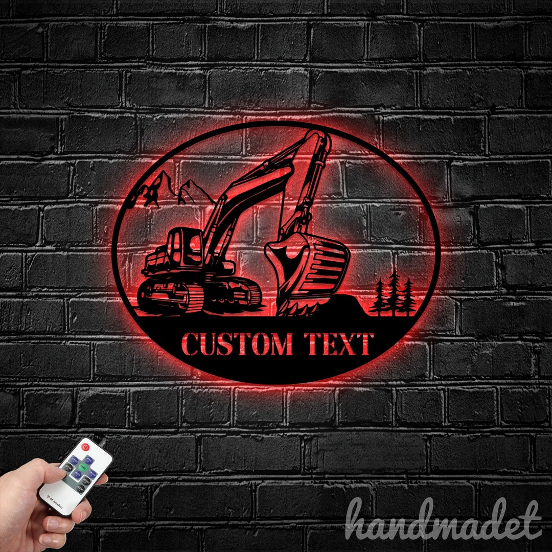 Personalized Excavator Metal Wall Sign, Driver Metal Wall Light ...