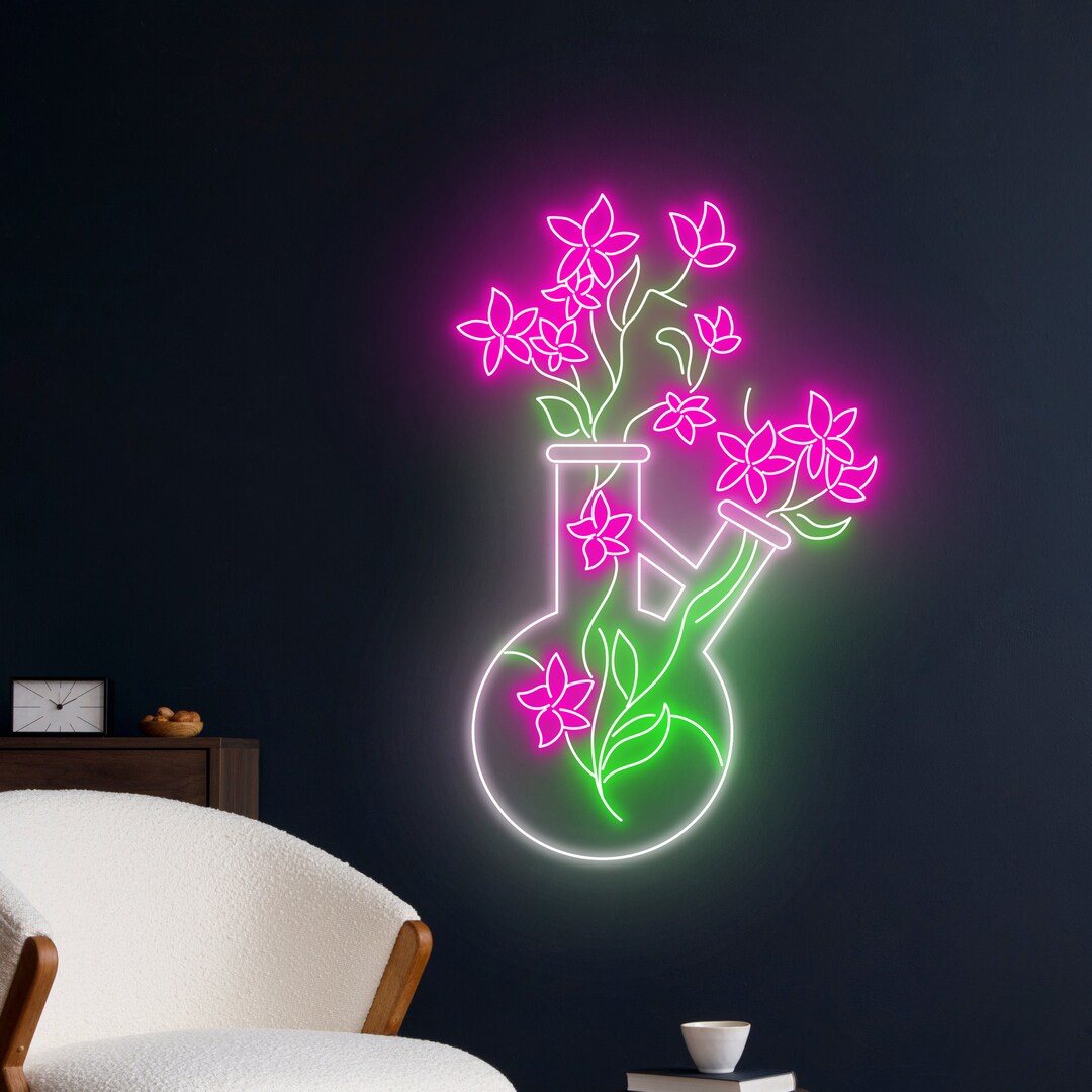 Chemistry Tube Vase Led Sign, Flower Vase Neon Sign, Flower Neon Light ...