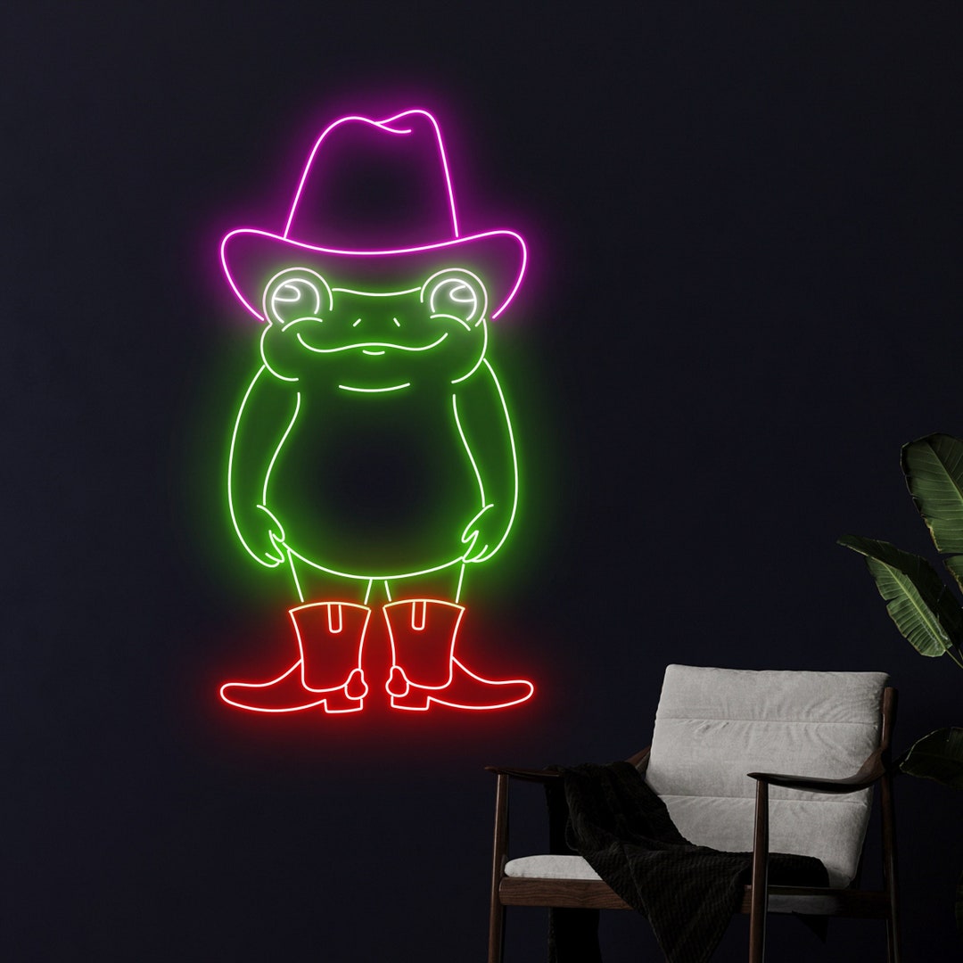 Cowboy Frog Neon Sign, Cowboy Hat Boots Frog Led Sign, Western Frog Led ...