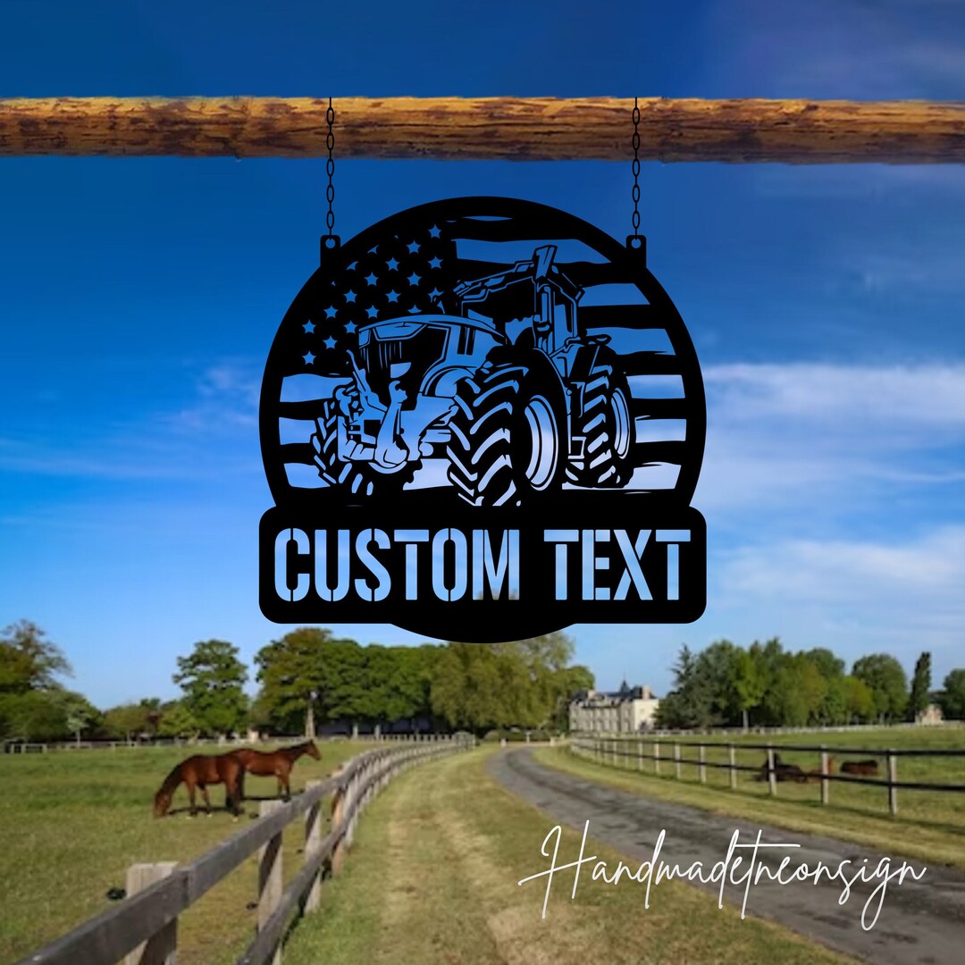 Personalized Outdoor Farm Tractor Sign Hanging Metal Sign Custom Farm ...