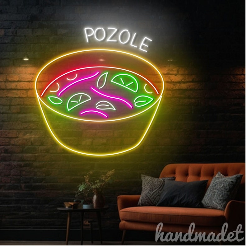 Pozole Neon Wall Sign, Pozole Led Wall Light, Mexico Food Led Wall Sign ...