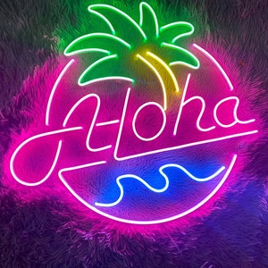 Aloha Beer Led Sign, Aloha Cocktails Led Sign, Wall Decor, Neon Sign ...
