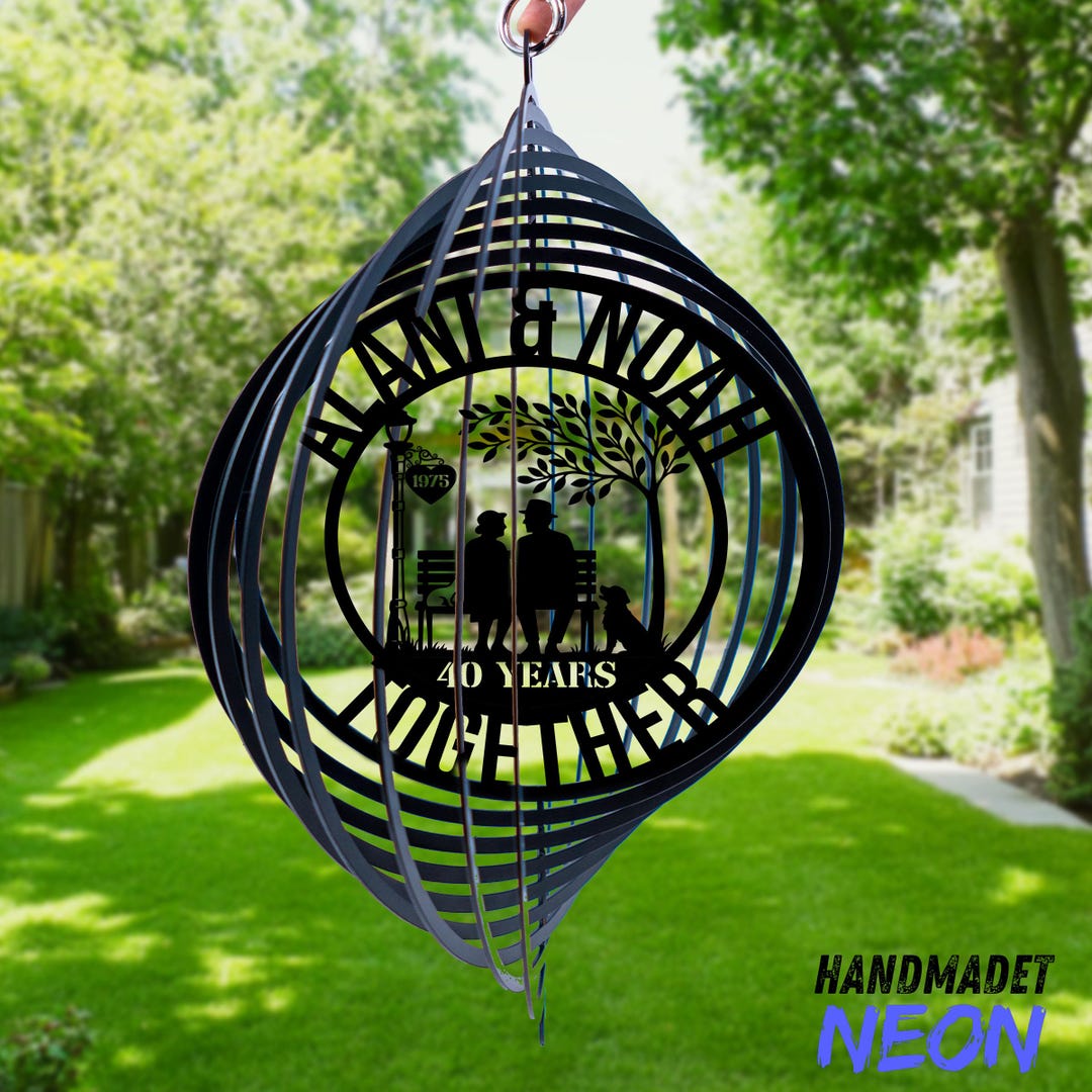 Personalized 40th Anniversary Metal Wind Spinner - Custom Couple Name ...