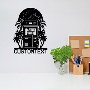 Personalized Game Over Arcade Metal Wall Led Light, Custom Game Player ...