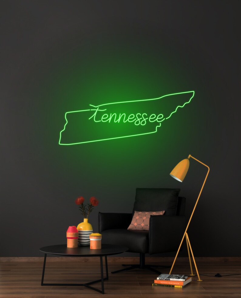 Custom Tennessee Map Neon Led Sign, Personalized Tennessee State Name ...