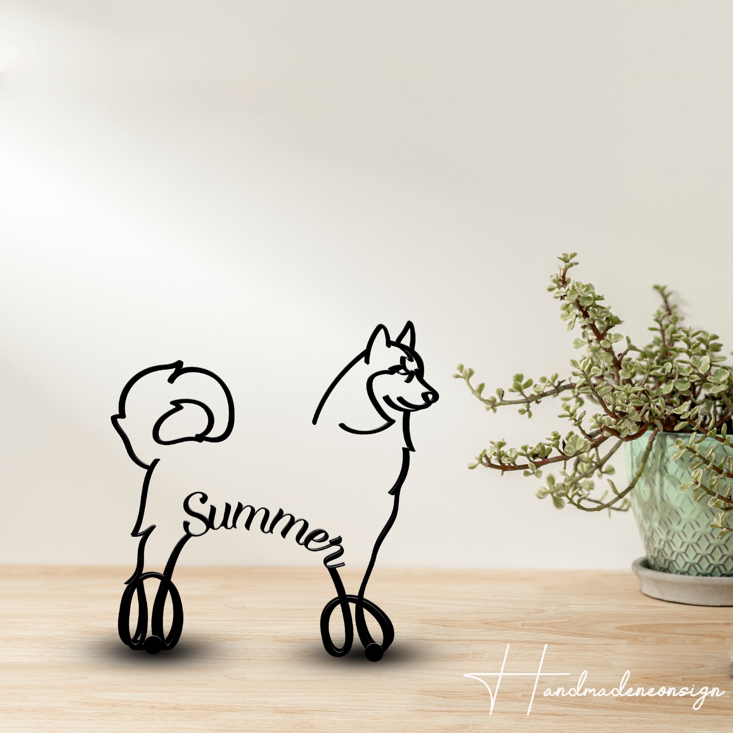 Custom Siberian Husky Dog Metal Desk, Husky Dog Minimalist Metal Table ...
