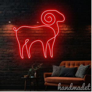 Sheep Line Art Neon Wall Sign, Sheep Led Wall Sign, Animal Neon Wall ...