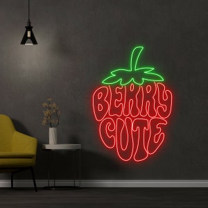 Custom Berry Cute Neon Sign, Strawberry LED Sign, Berry Neon LED Light ...