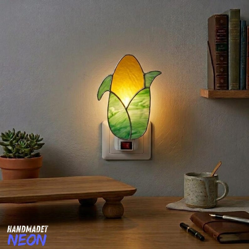 Custom Corn Stained Glass Night Light, Vegetable Kitchen Decor ...