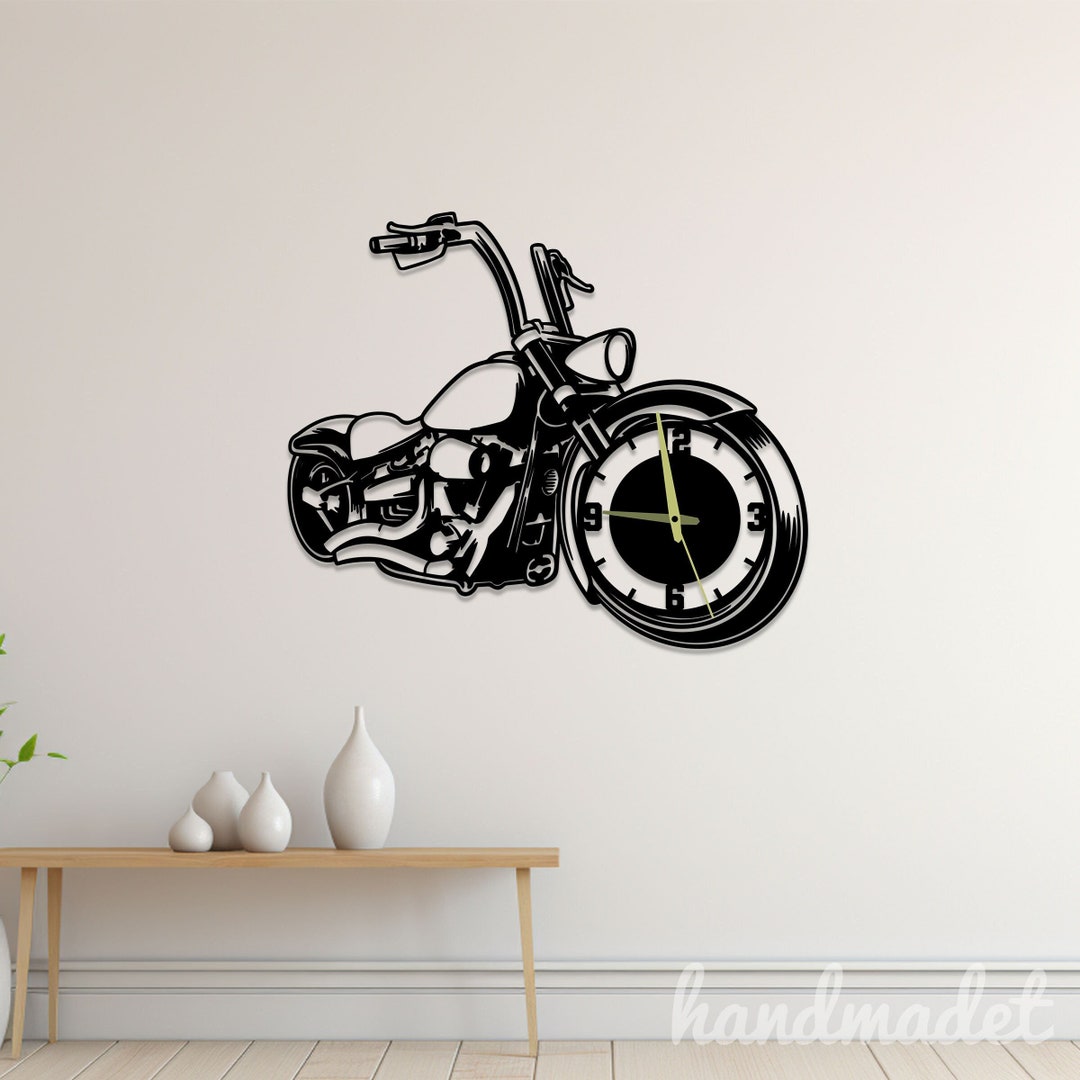 Custom Motorcycle Wall Clock Unique, Bike Year Date Round Wall Clock ...
