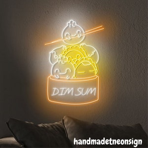 Dim Sum Neon Sign, Cute Dim Sum Led Sign, Dim Sum Led Light, Chinese Dumpling Neon Light, Food ...
